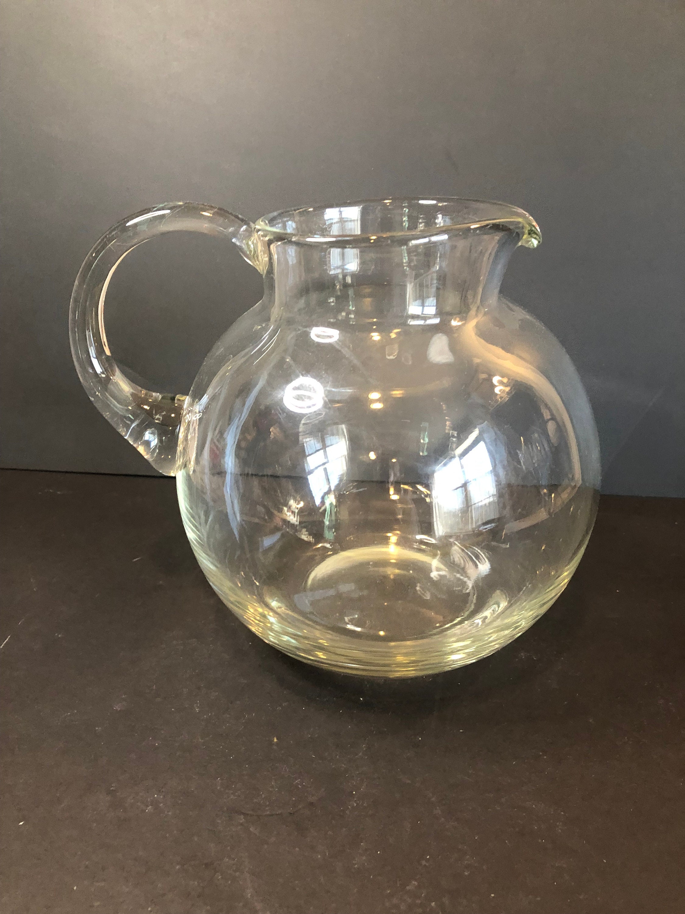 Round Clear Pitcher Vintage - Etsy