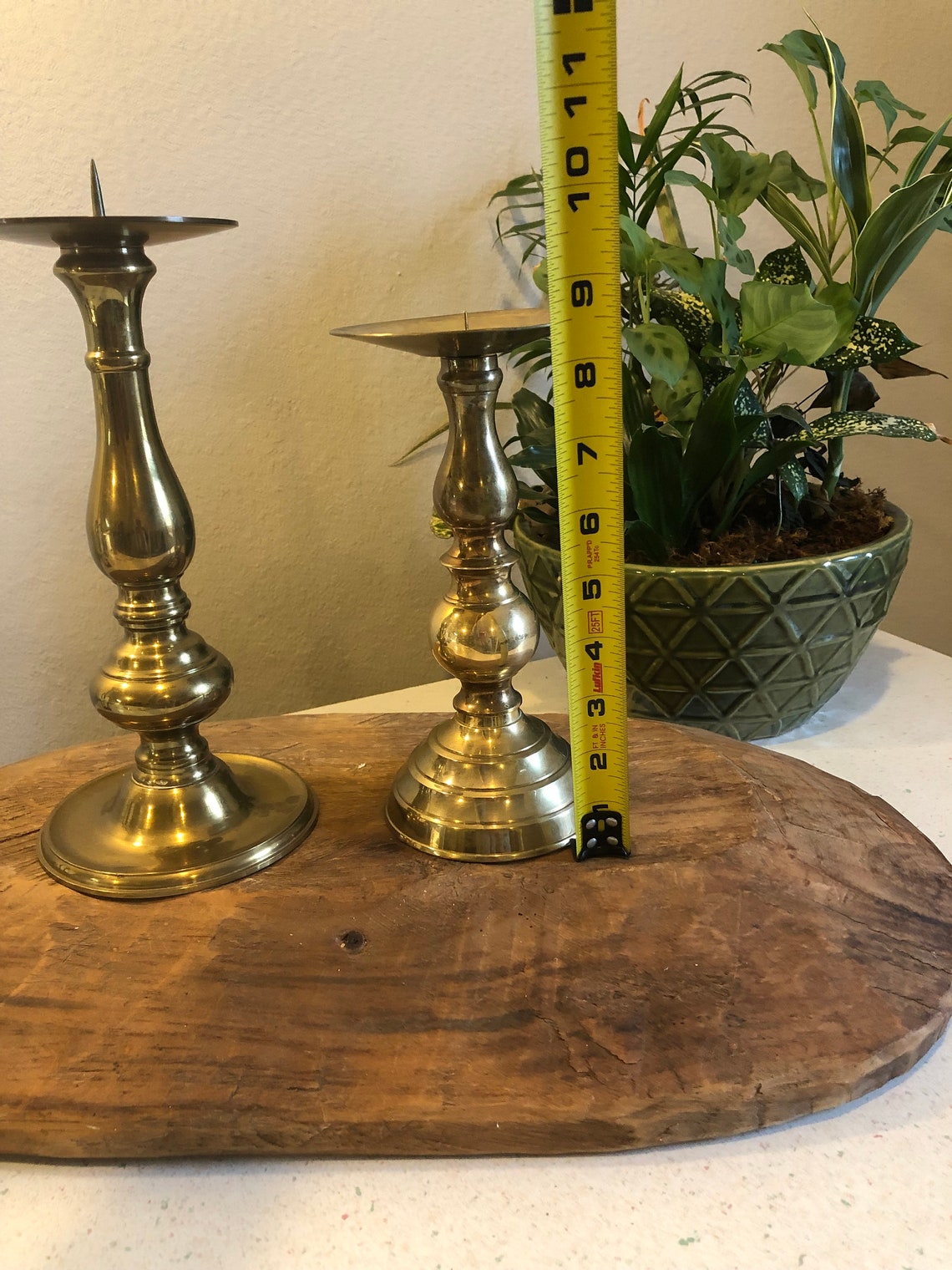 Two Vintage Brass Pillar Candle Holders Thanksgiving Table - Etsy