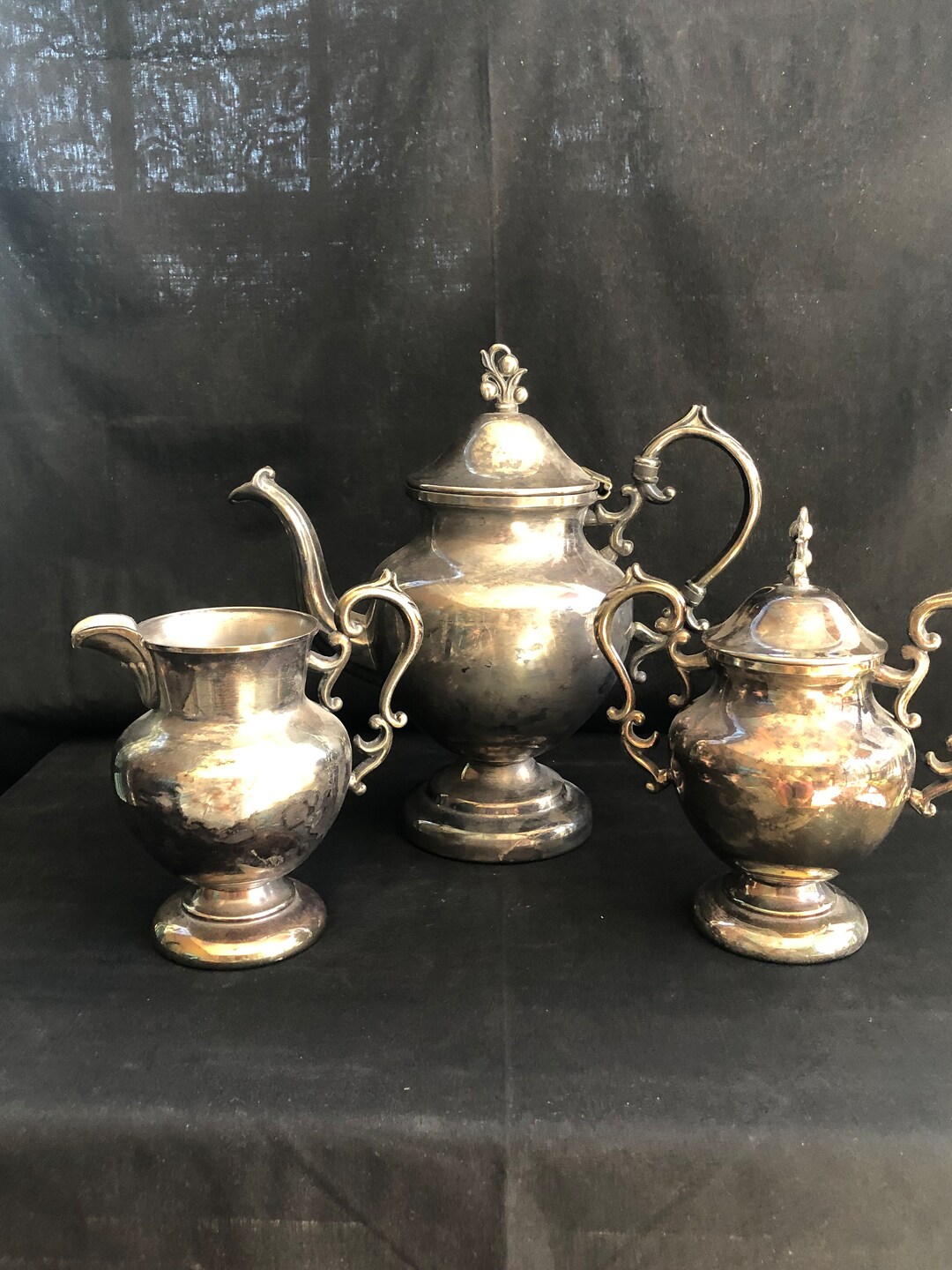 Birmingham Silver Co Silverplate Tea Set | Silver on Copper Teapot ...