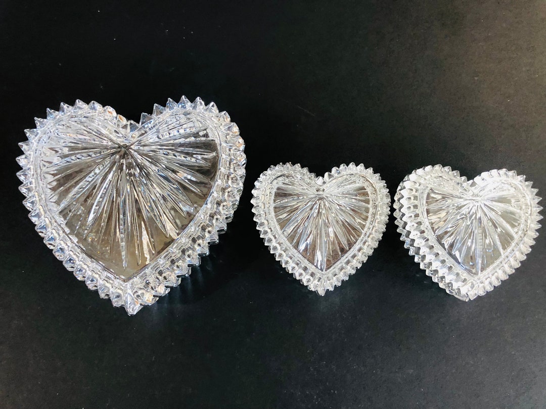 One Large Crystal Glass Lidded Heart - Etsy