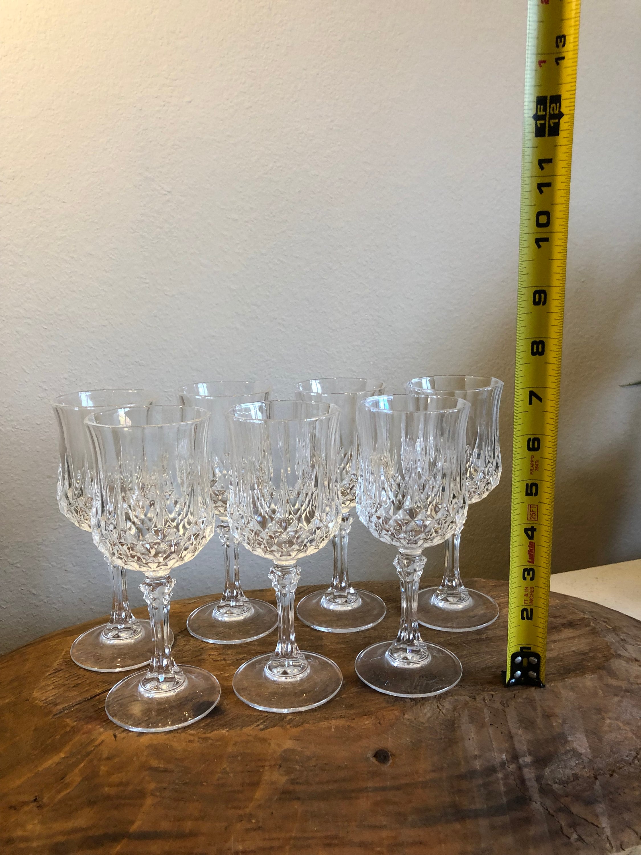 Set of 10 Crystal Cut Glass Wine Glasses Diamond Cut - Etsy