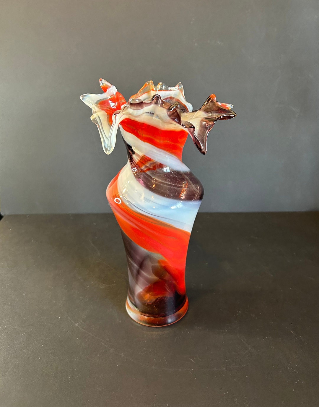Vintage 1970s Hand Blown Vase: Smith's Old Timer Ozark Folk Art Glass ...