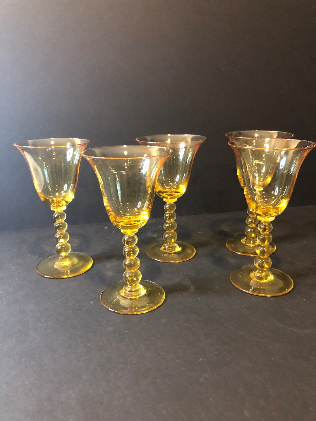 Set of 5 Ohio Imperial Hand Blown Colored Glass Wine Stemware, Cottage ...