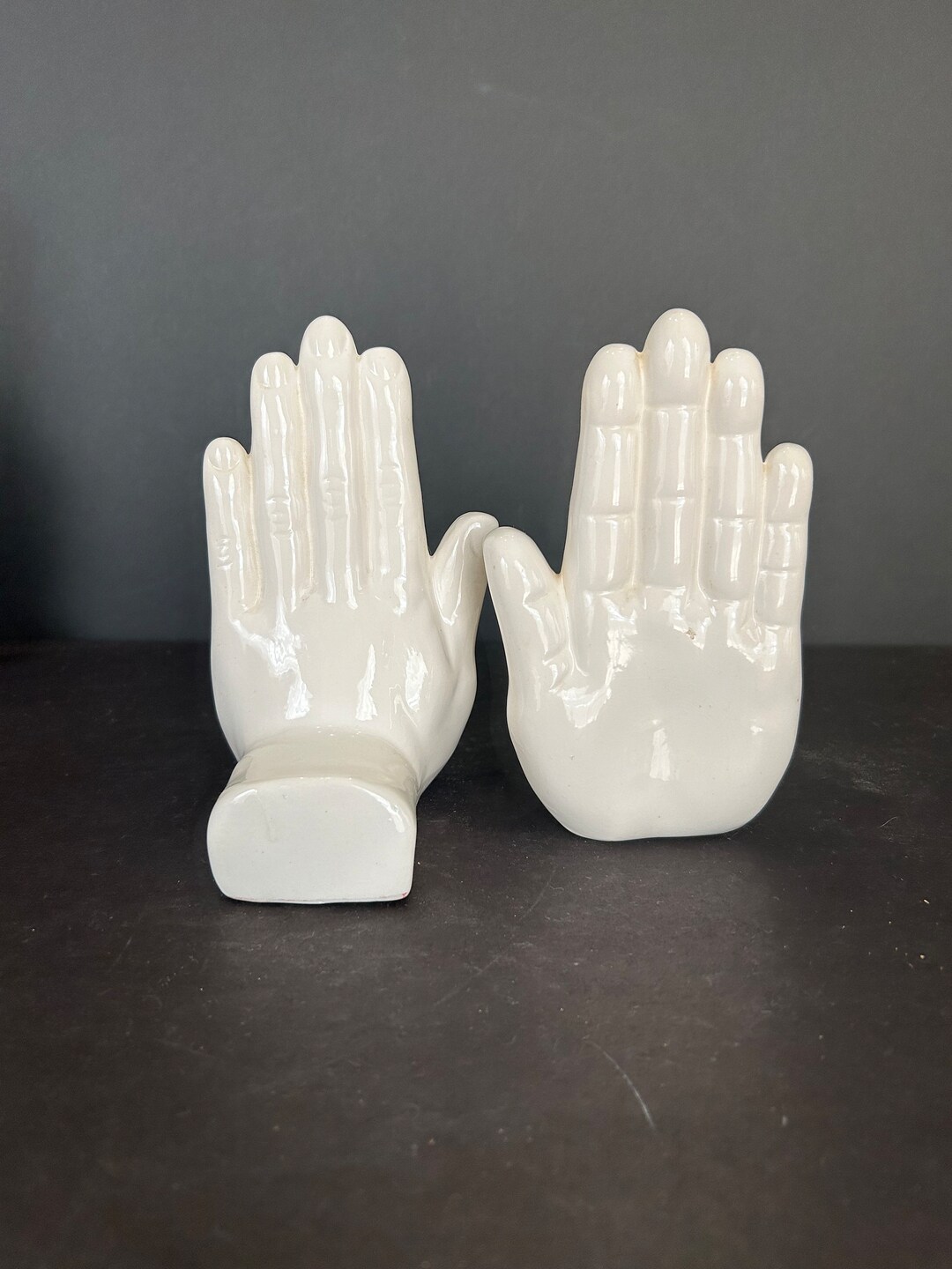 Two Ceramic Hand Bookends White 80s Design Pop Art Postmodern - Etsy