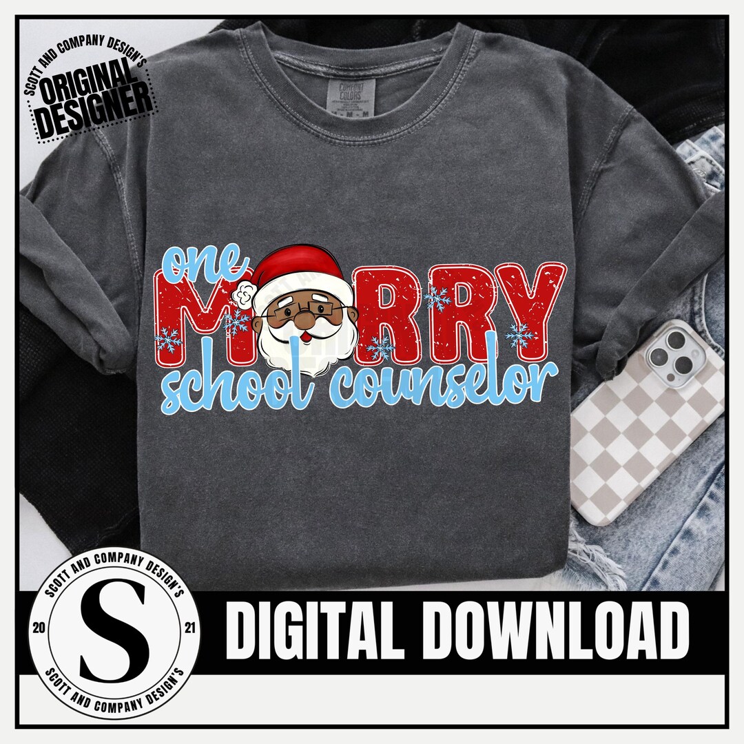 Teacher Christmas PNG, Preppy Santa Counselor Design (digital Download ...