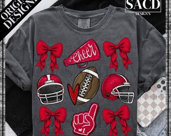 Coquette Red Bow Bows PNG Preppy Design Sublimation Design Download ...