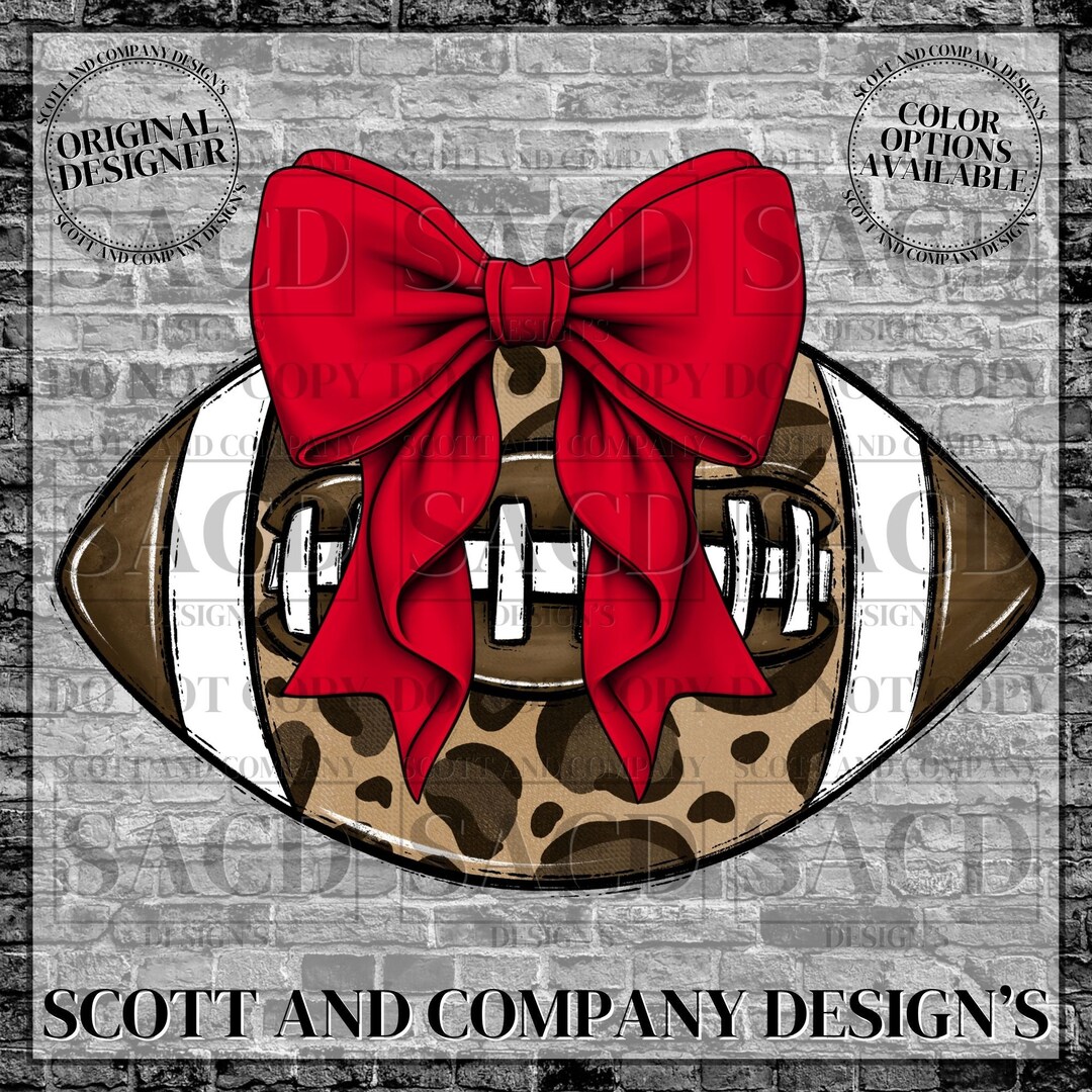 Red Bow Leopard Football Png,trendy Preppy Png, Football Mom Mama Shirt ...