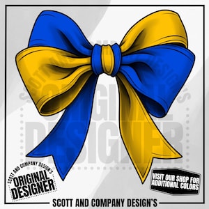 Bow PNG, Blue Yellow Coquette Football Cheer Bow, Trendy Preppy Bows ...