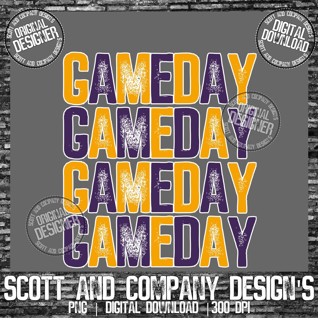 Game Day Png,yellow/gold Purple Game Day Png, Mascot Team Game Day ...
