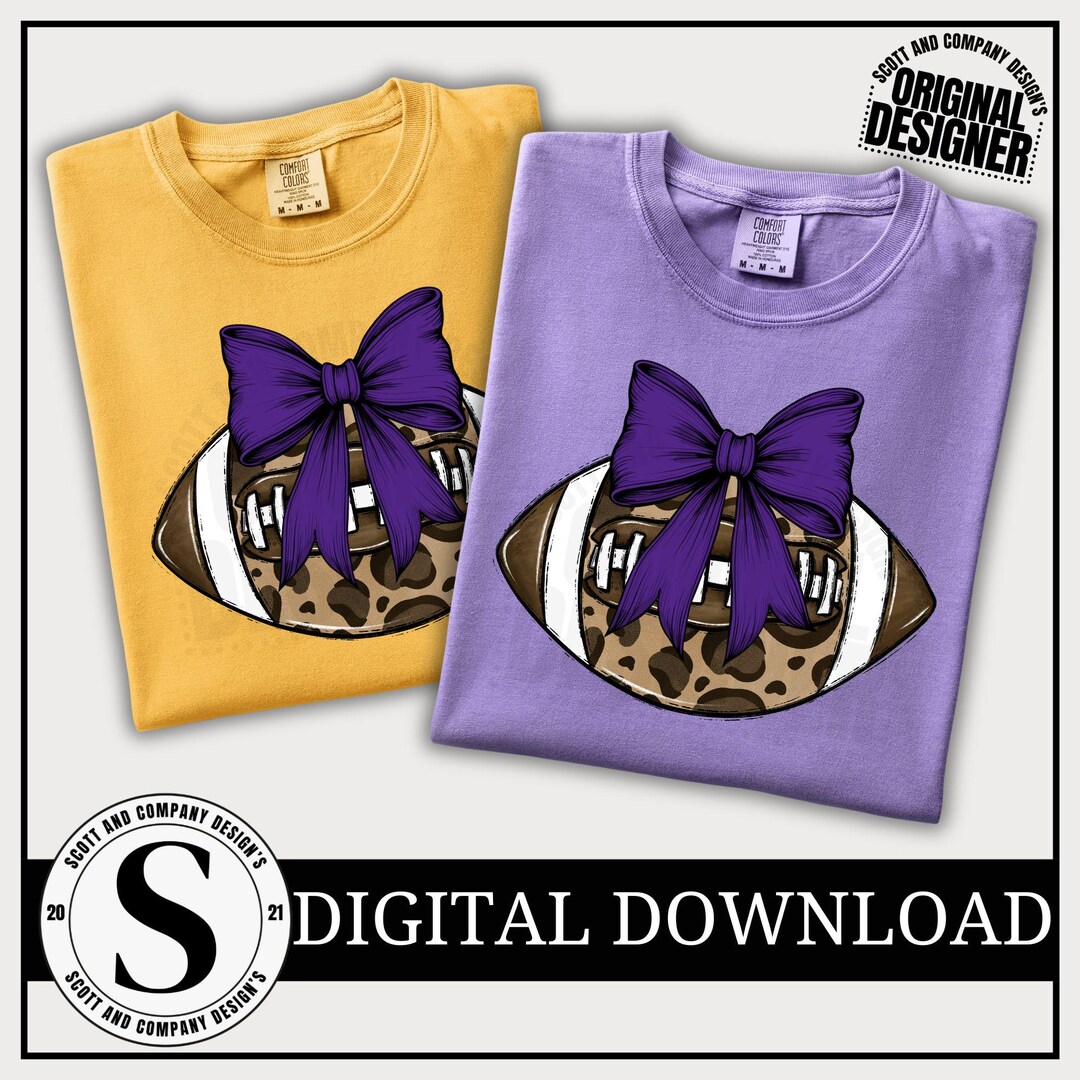 Leopard Football PNG | Coquette Bow Game Day School Spirit Wear Design ...