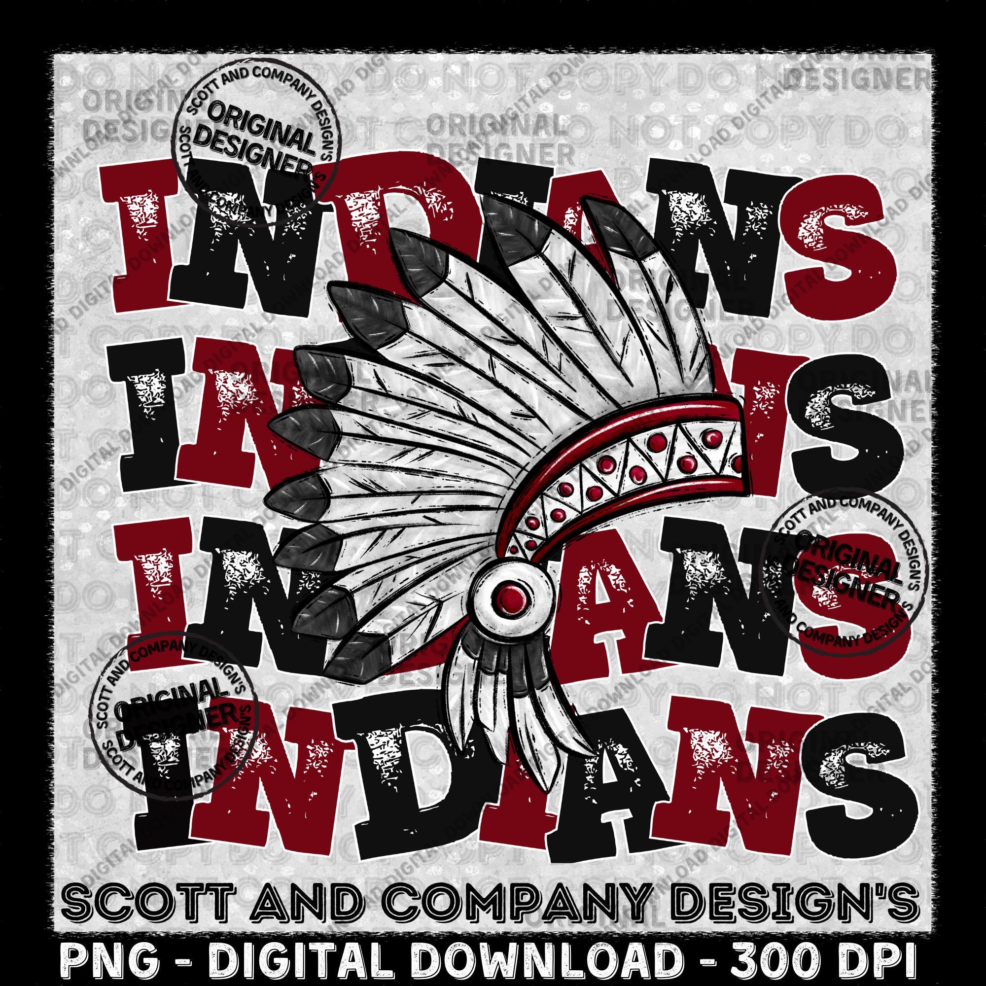 Indians PNG Football Team Png Burgundy Red Indian Mascot - Etsy