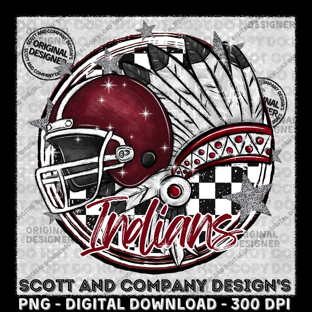 Indians PNG, Game Day PNG, Football Team Png, Sublimation Design, Red ...