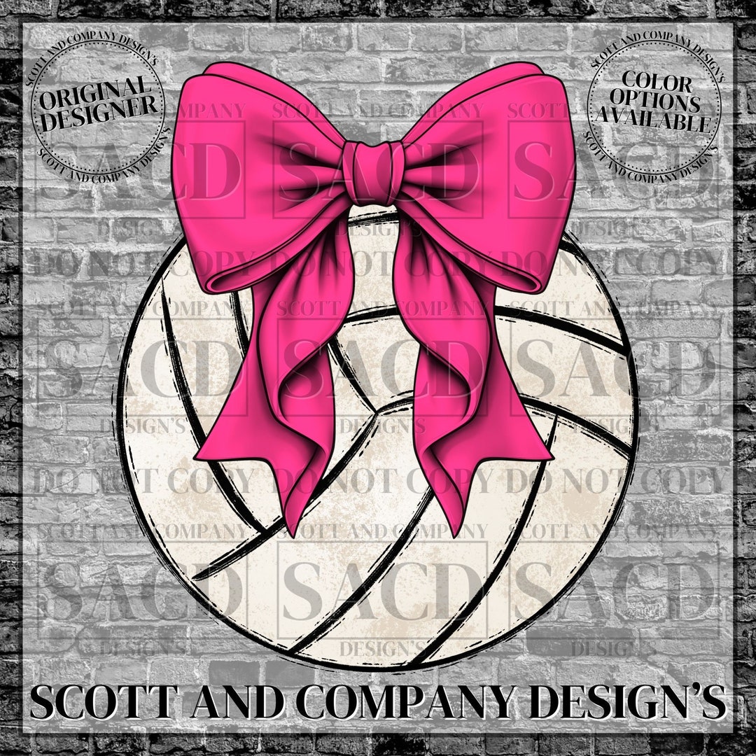 Pink Bow Volleyball Png,trendy Preppy Png, Volleyball Mama, Trending ...