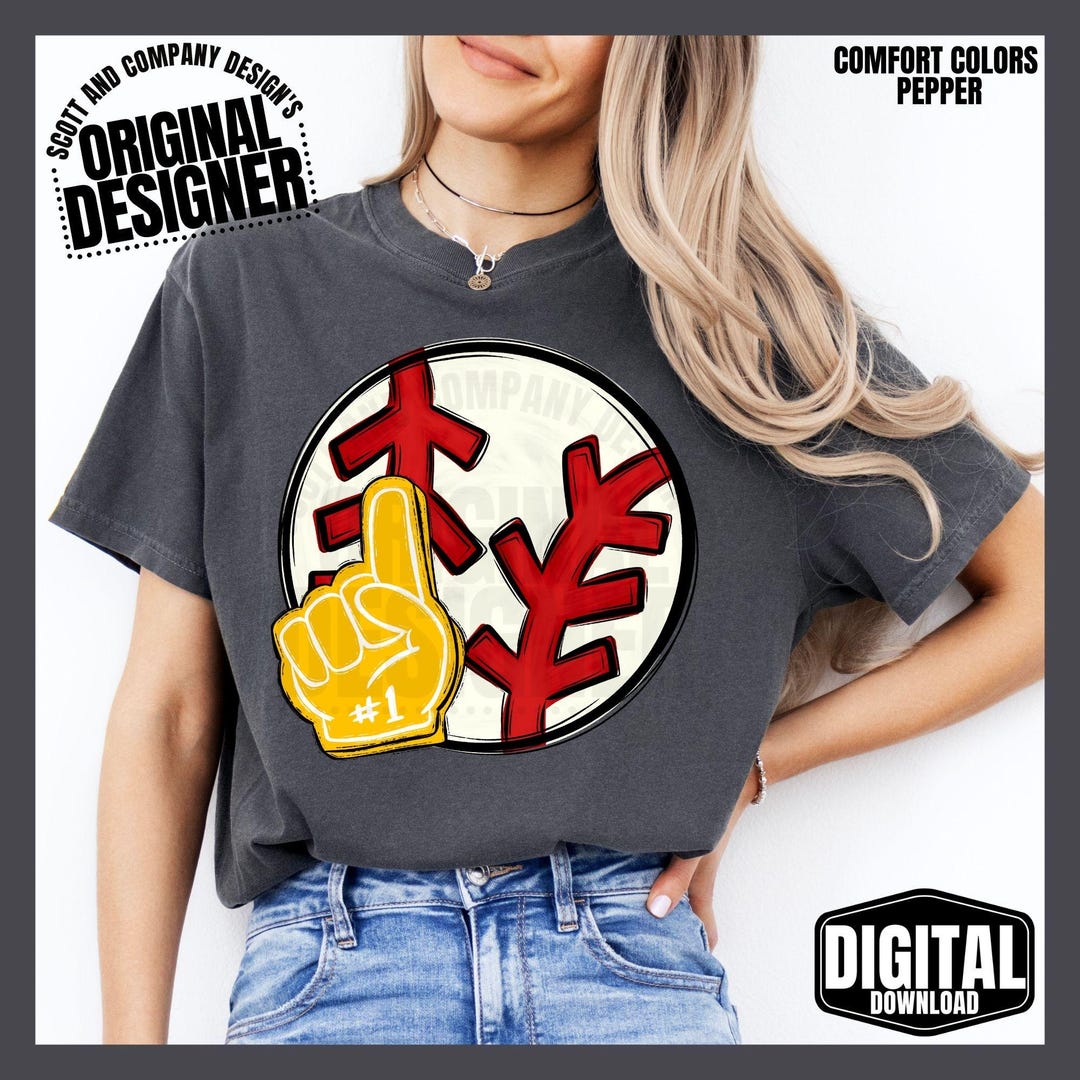 Baseball PNG, Trendy Preppy Baseball Mom Yellow Fan Hand Tshirt Design ...