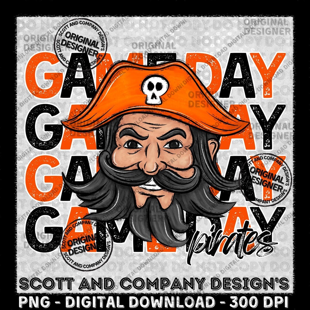 Pirates Mascot PNG, Football Team Png, Sublimation Design, Orange ...