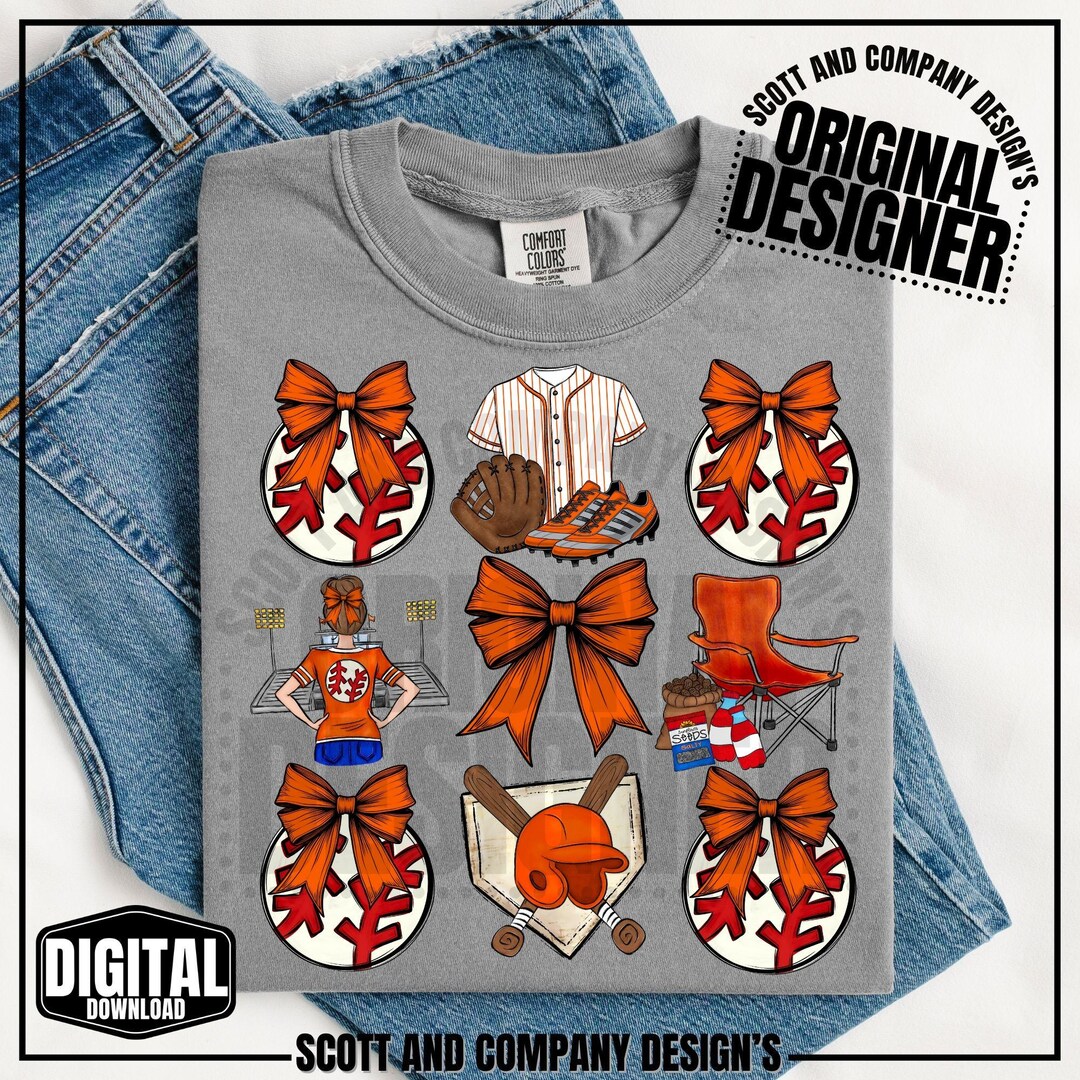 Preppy Orange Baseball PNG, Trending Game Day Baseball Mom, Popular ...