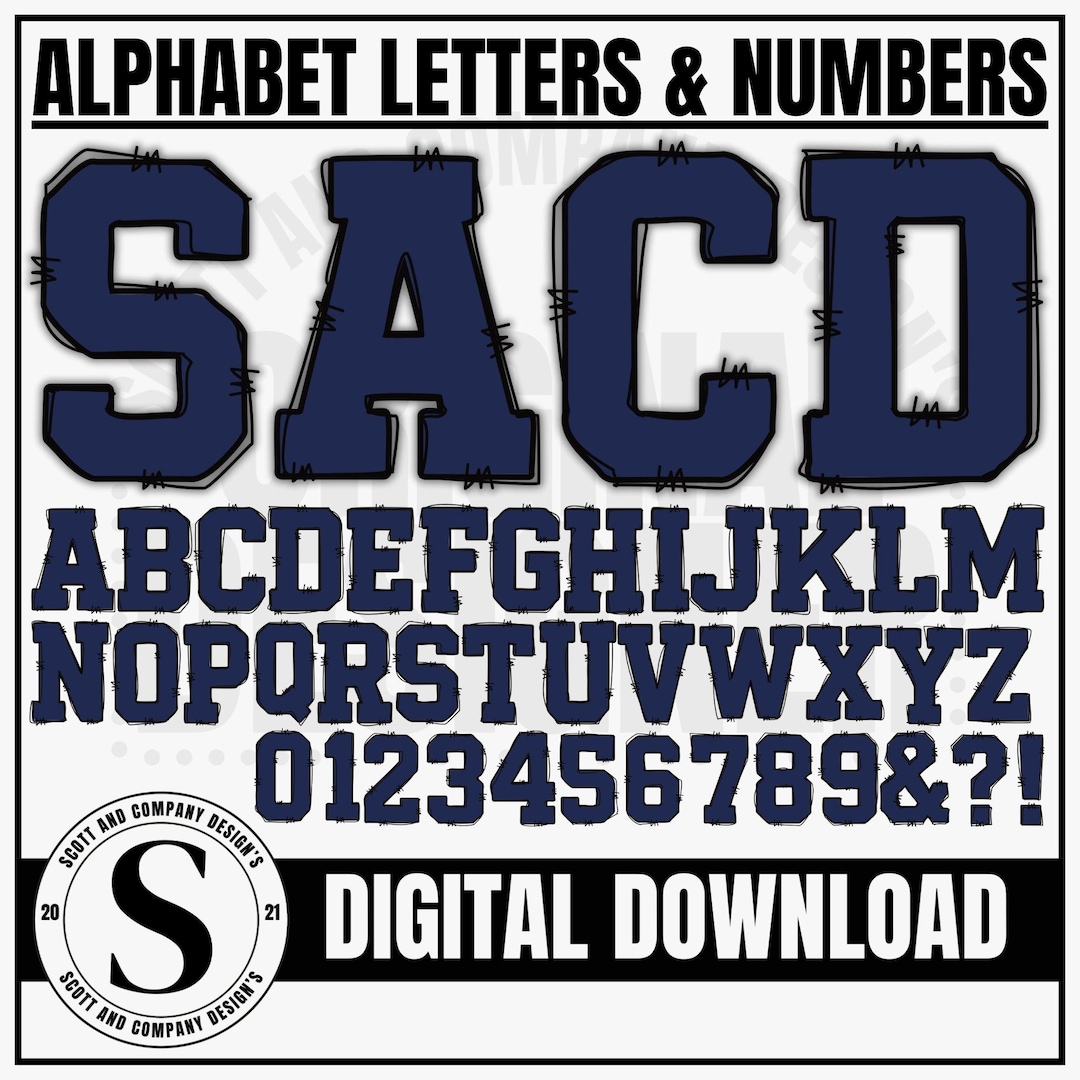 Doodle Varsity Letters Png, Navy Bulletin Board Alphabet Letters ...