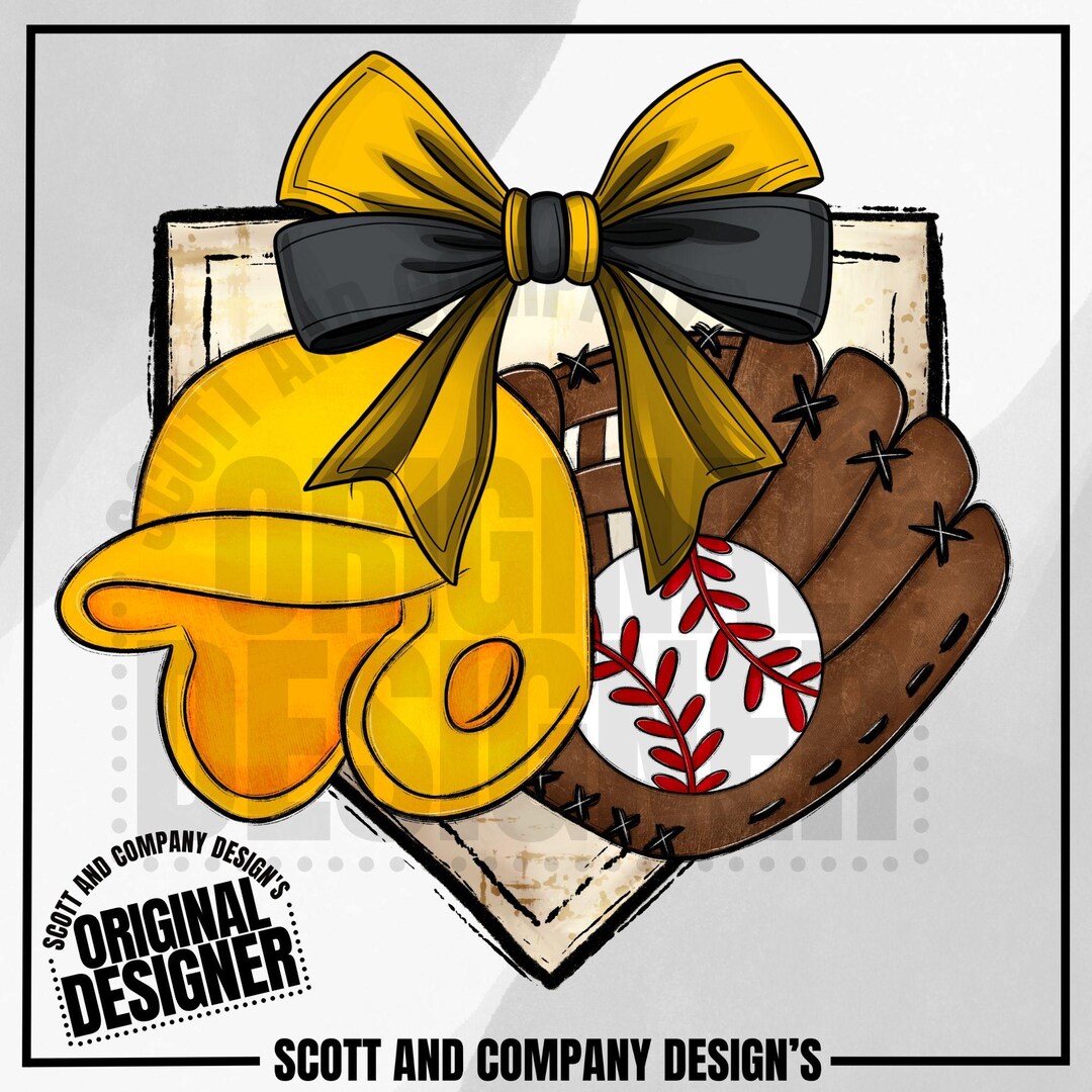 Baseball PNG, Trendy Preppy Yellow Black Coquette Baseball Mom ...