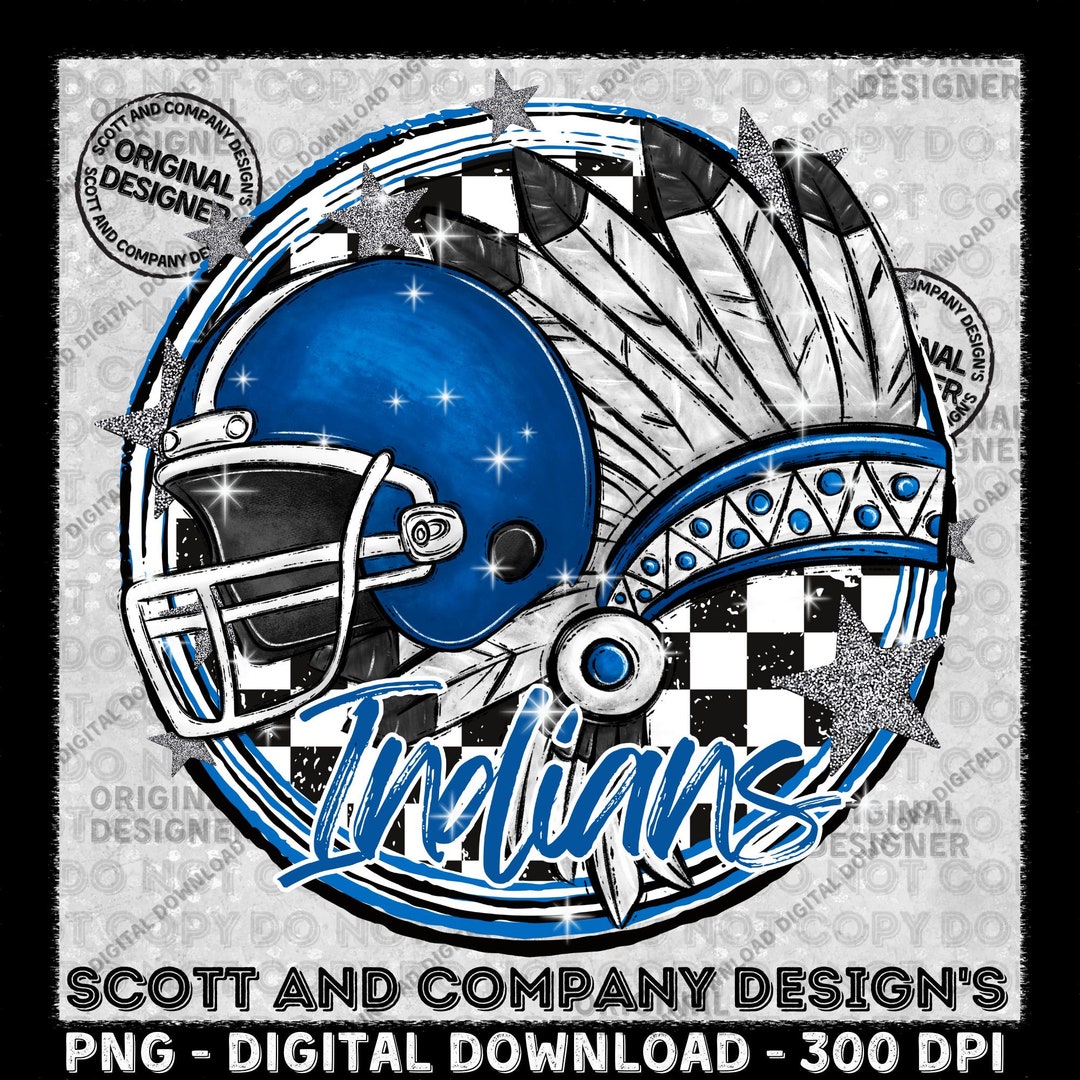 Indians PNG, Game Day PNG, Football Team Png, Sublimation Design,blue ...