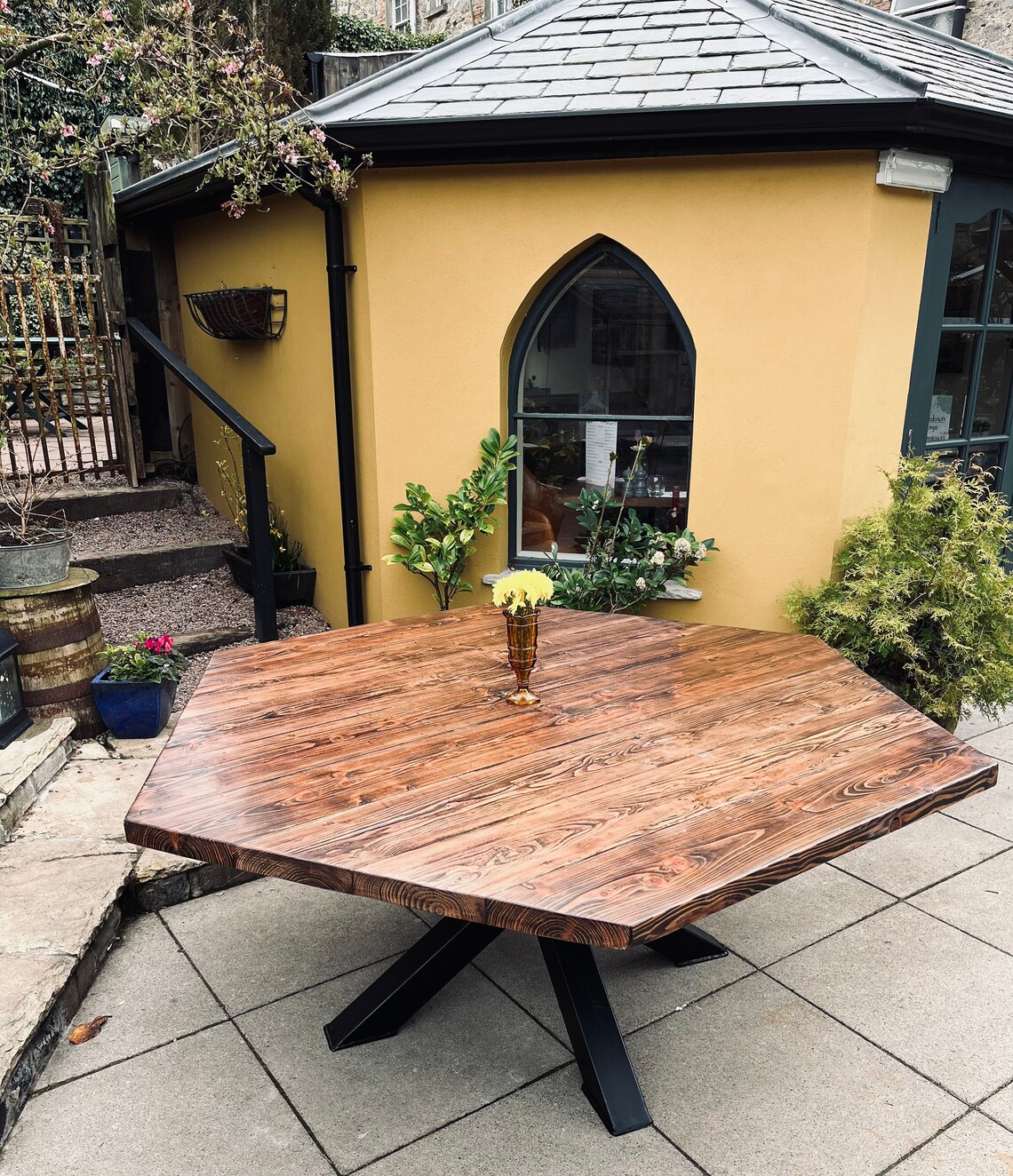 Hexagon Dining Table Large Handcrafted Table Wooden Dining - Etsy
