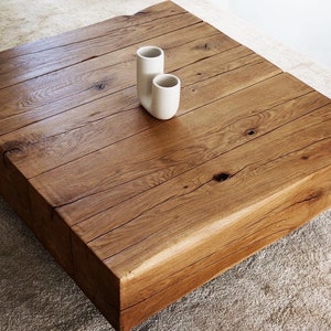 Rustic Solid Oak Beam Coffee Table - Etsy