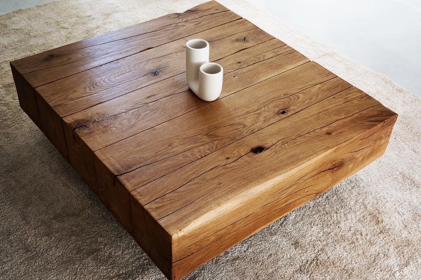 Rustic Solid Oak Beam Coffee Table - Etsy