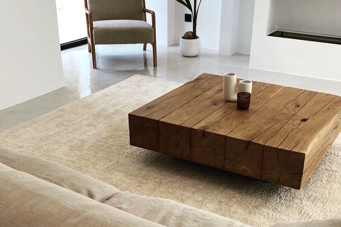 Rustic Solid Oak Beam Coffee Table - Etsy