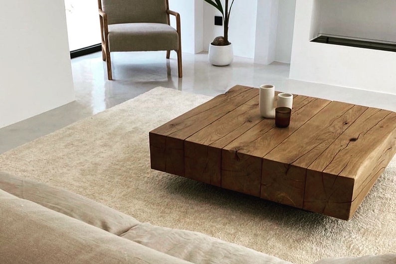 Rustic Solid Oak Beam Coffee Table - Etsy