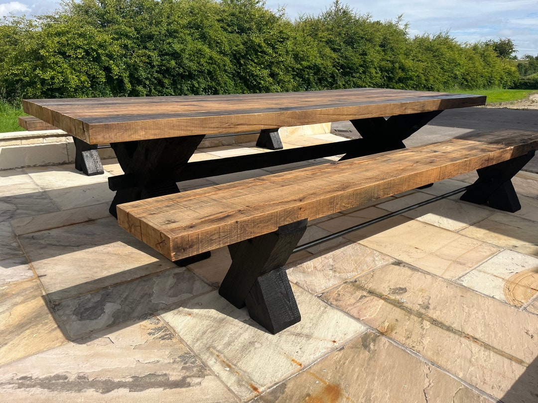 Solid Oak Bench | Wooden Chair Set | Minimalist Wood Table | Wood ...