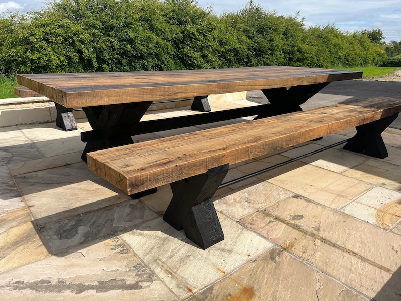 Solid Oak Bench Wooden Chair Set Minimalist Wood Table - Etsy