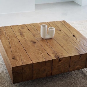 Rustic Solid Oak Beam Coffee Table - Etsy