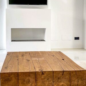 Rustic Solid Oak Beam Coffee Table - Etsy