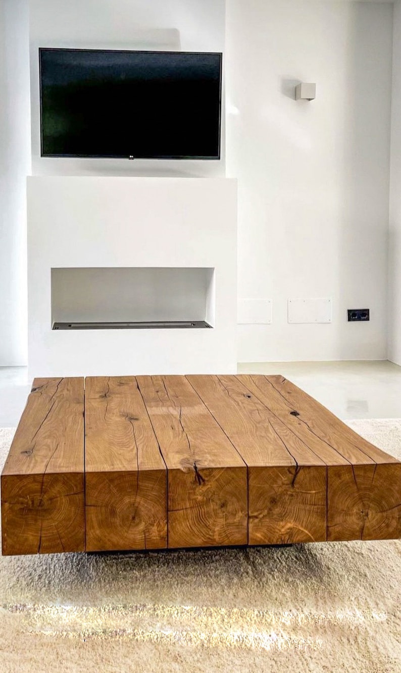 Rustic Solid Oak Beam Coffee Table - Etsy