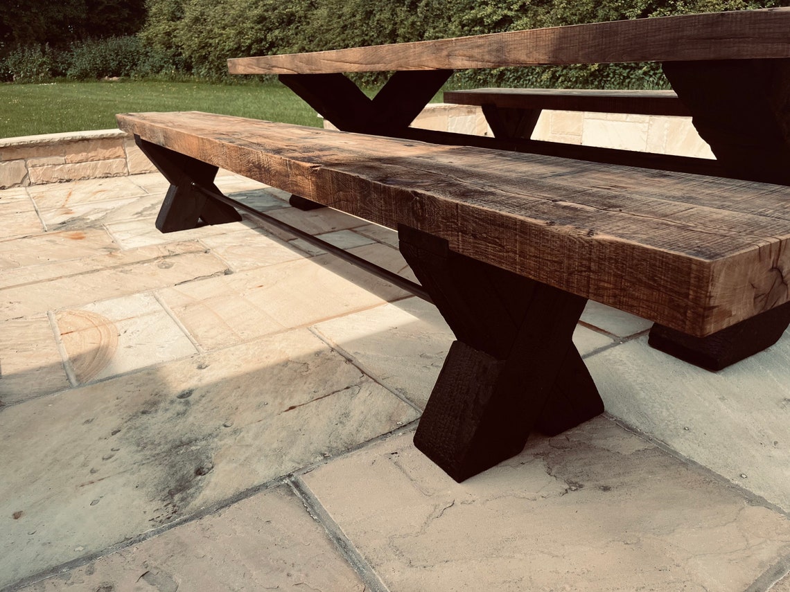 Solid Oak Bench Wooden Chair Set Minimalist Wood Table - Etsy