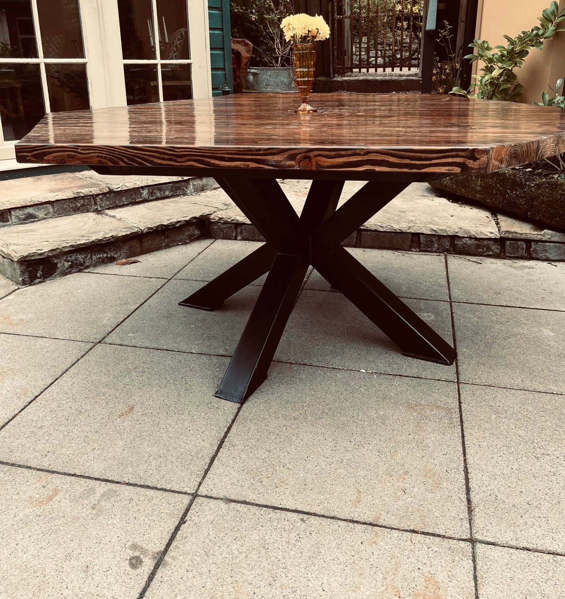 Hexagon Dining Table | Large Handcrafted Table | Wooden Dining Table | Iroko Table | Kitchen ...