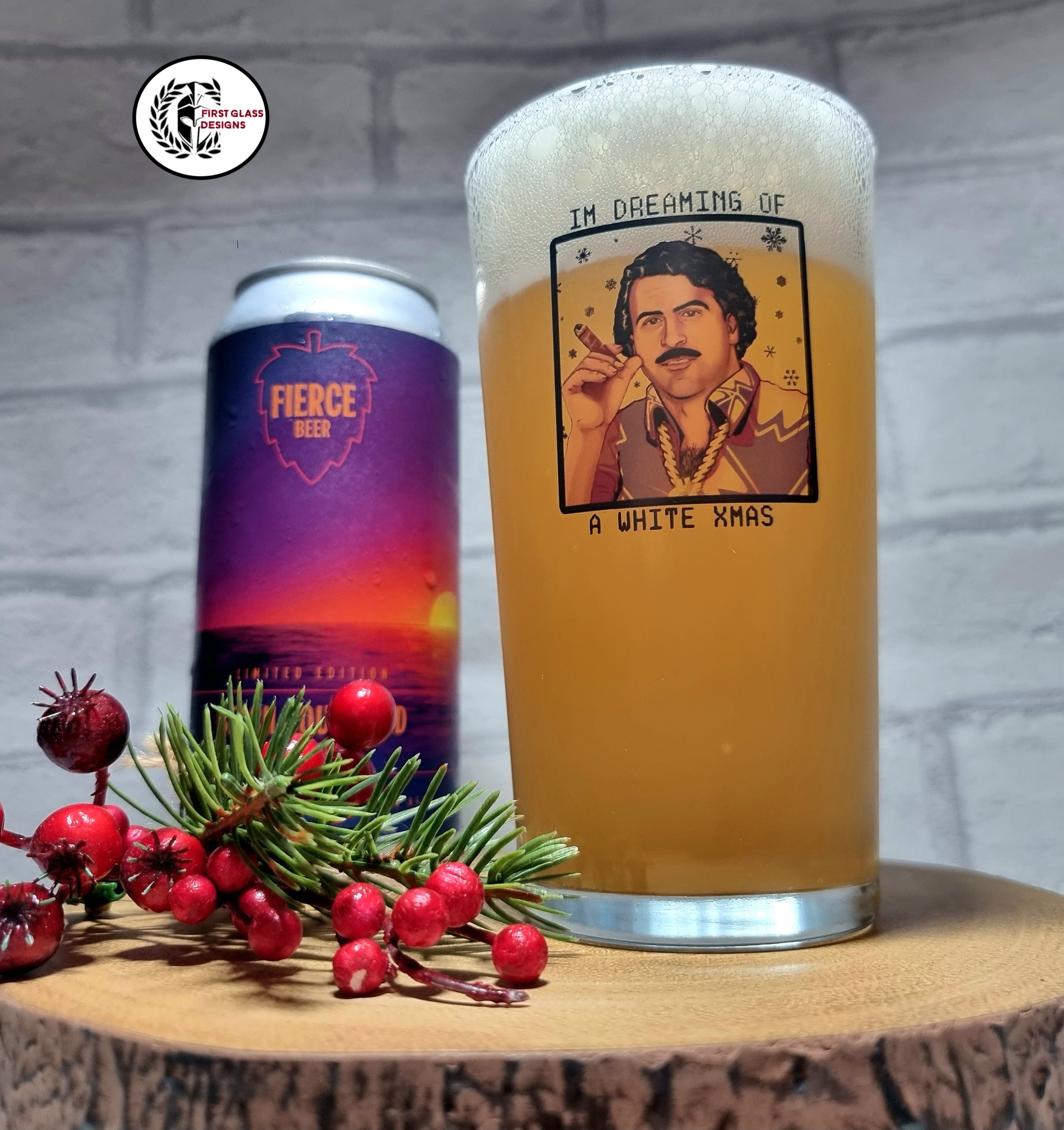 Pablo Escobar, White Christmas, Beer Glass, Craft IPA, Christmas Gift ...