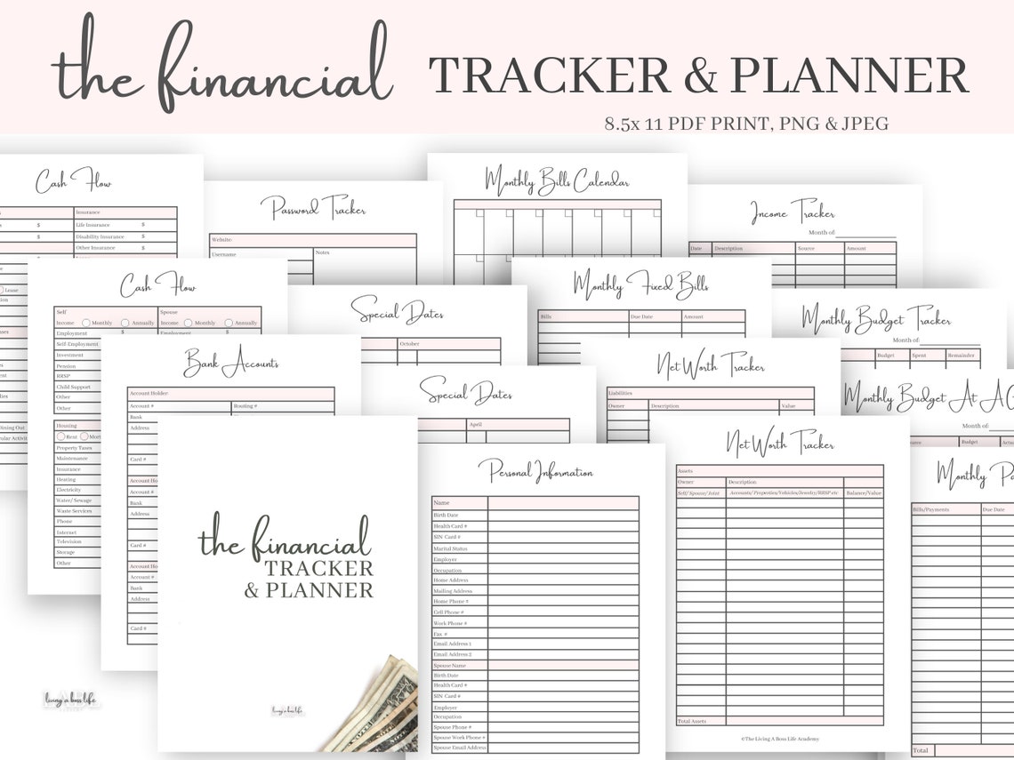 Financial Planner & Tracker Printable /fillable PDF Digital - Etsy