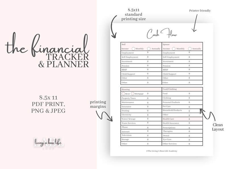 Financial Planner & Tracker Printable /fillable PDF Digital - Etsy Canada