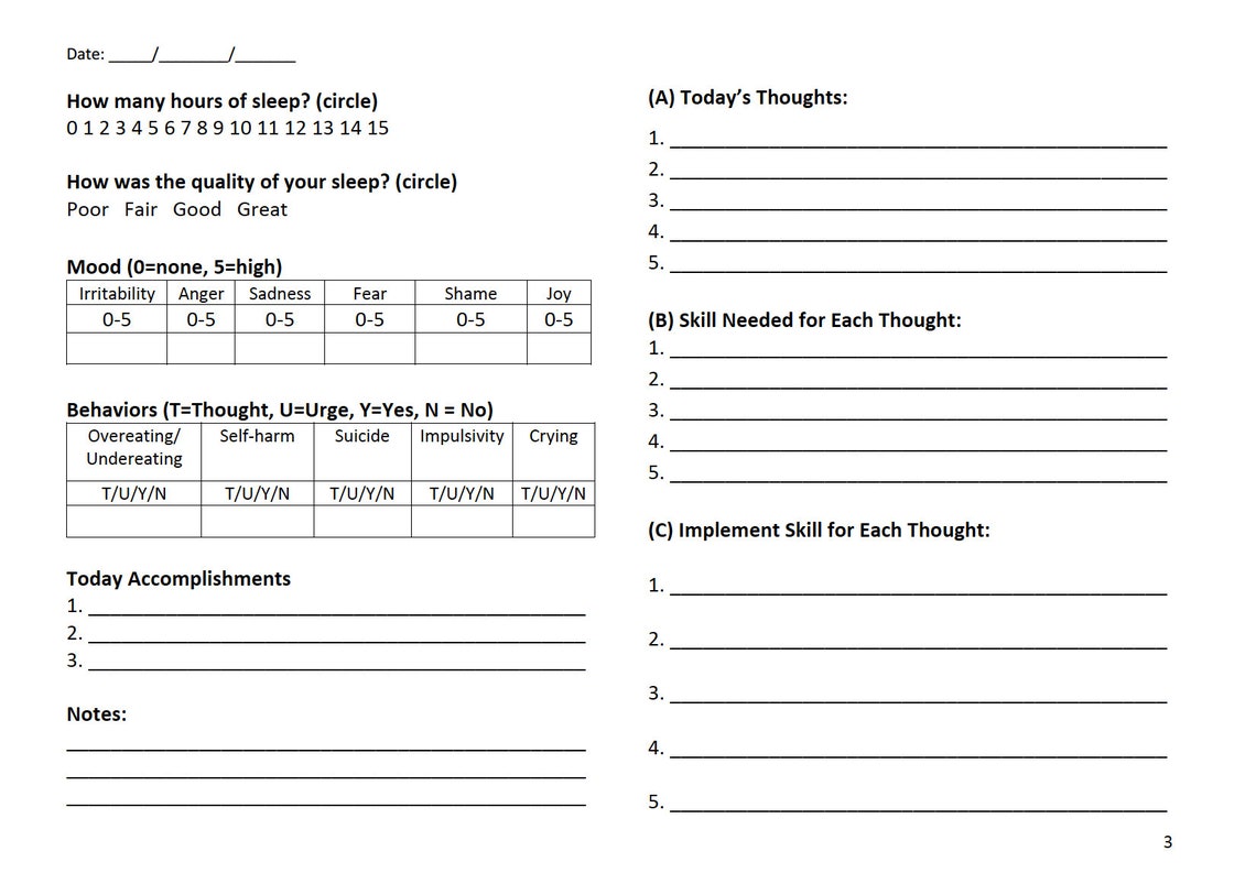 Mood Journal with DBT Skills | Etsy