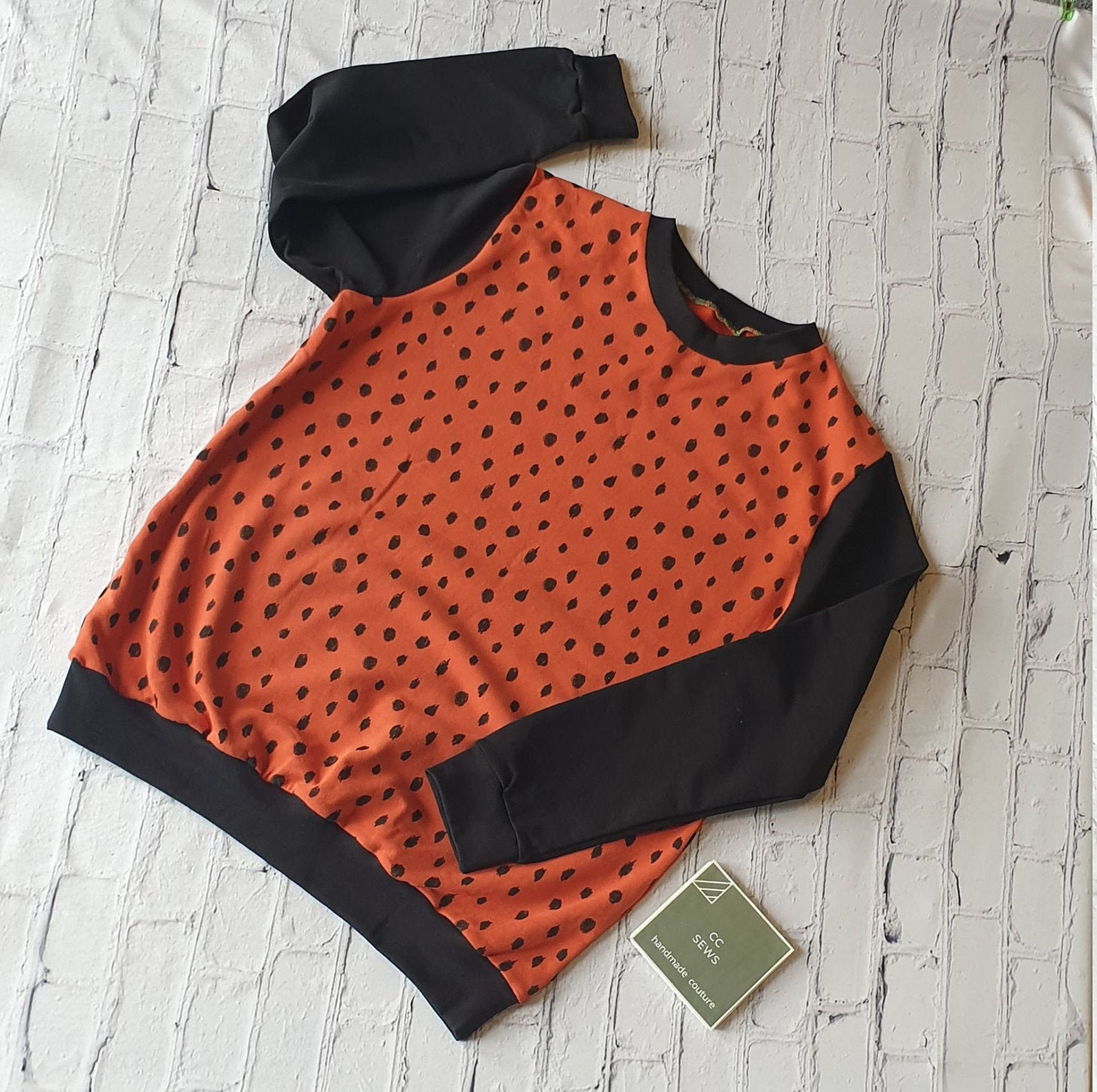 Ladies Rust and Black spot Crew neck jumper M/L - Etsy.de