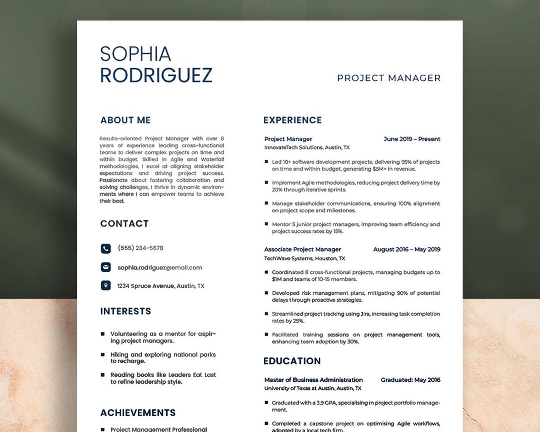 Minimalist Resume Template Word | ATS Friendly 1–2 Page CV + Cover ...