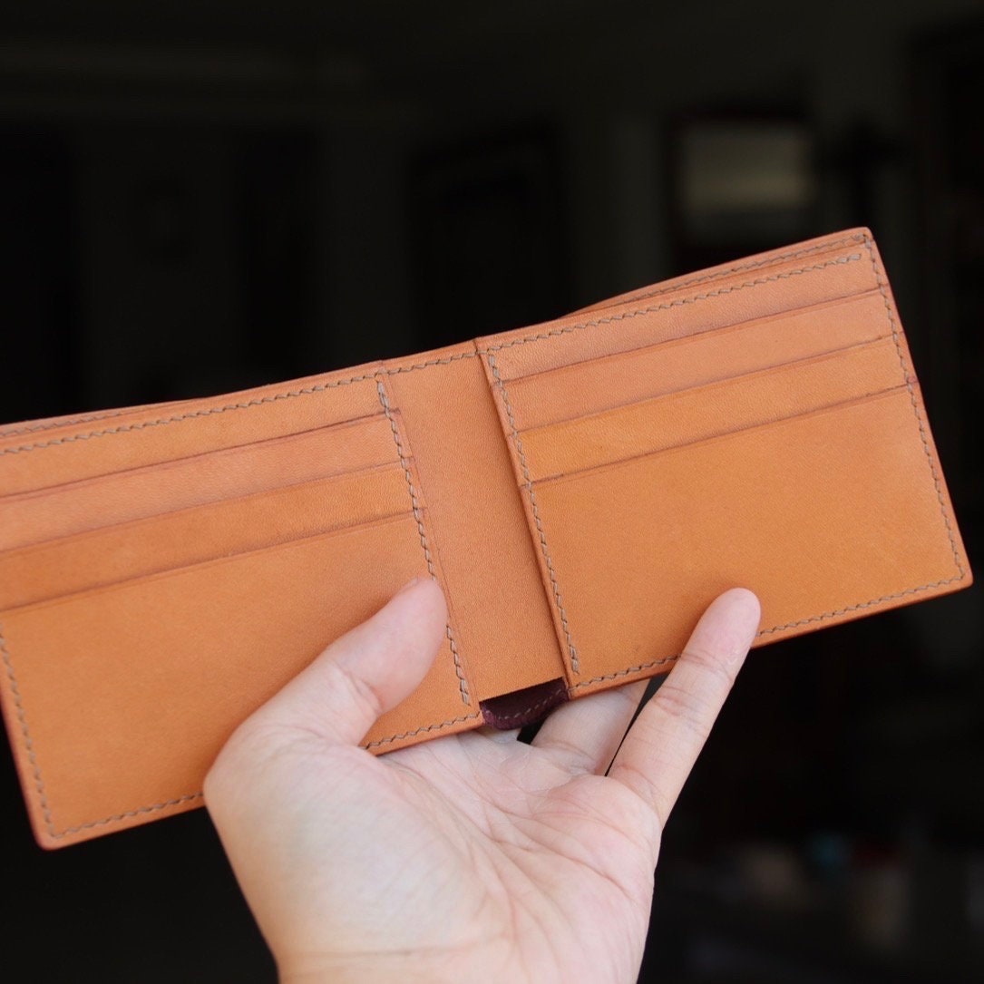 Handmade Classic Leather Bifold Wallet, Vegetable Tanned Leather Wallet ...