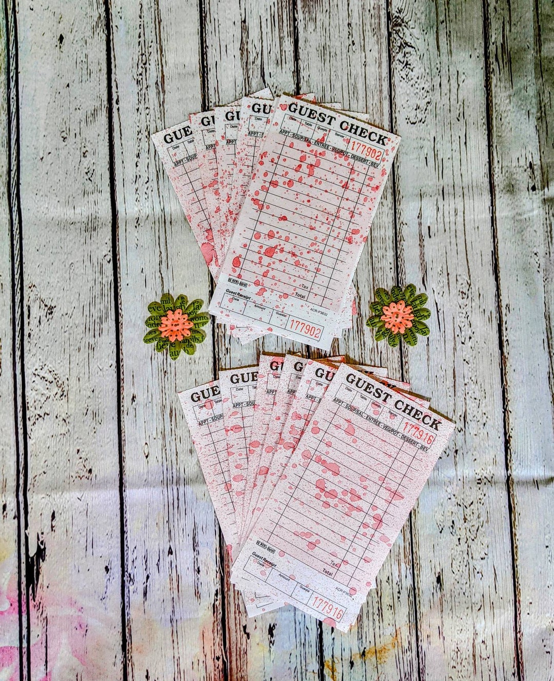 12 Guess Checks, Beet Dyed Guest Checks,coffee Died Guess Checks,junk ...