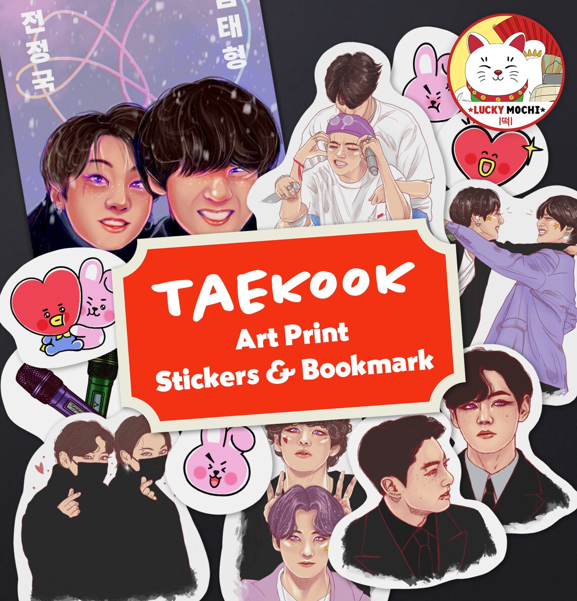 BTS Taekook Art Print Stickers Bookmark Vkook Taehyung - Etsy