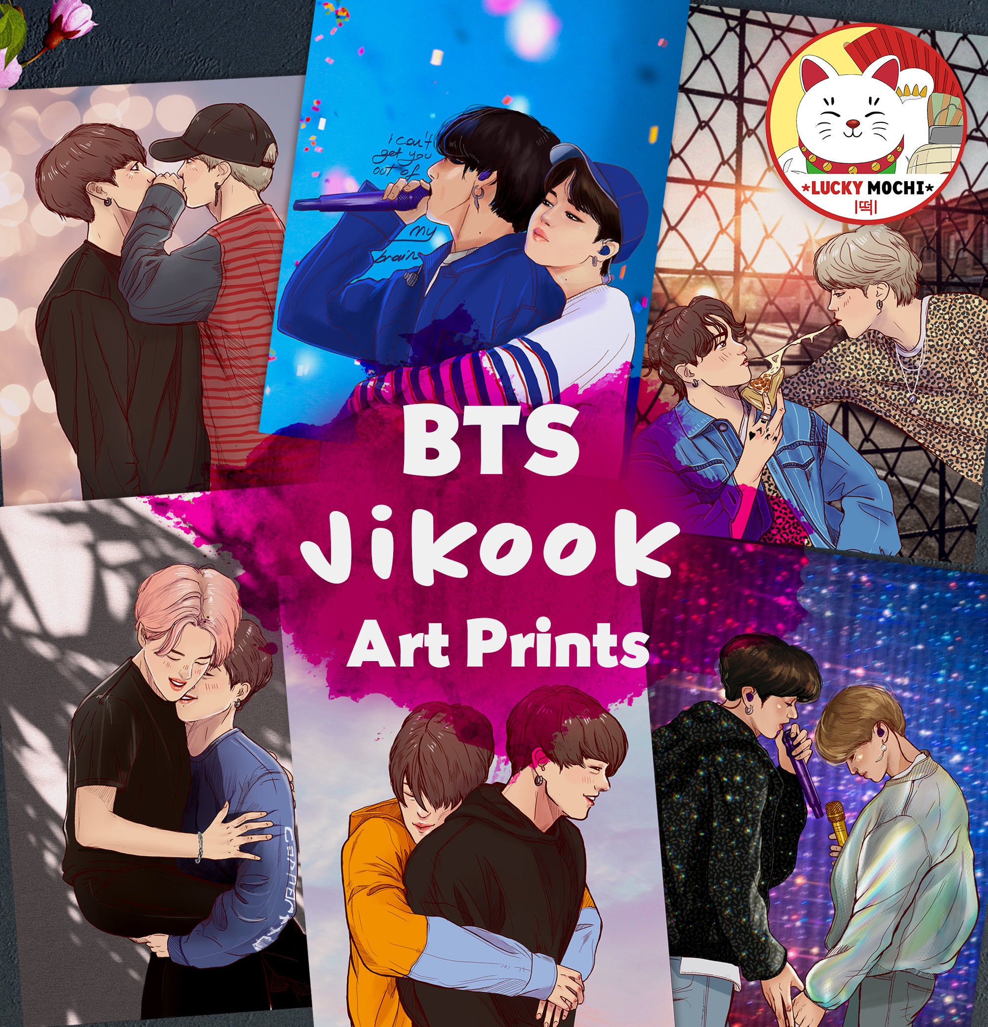 BTS Jikook Art Print Pack 6 Pcs Jimin Art Print Jungkook | Etsy