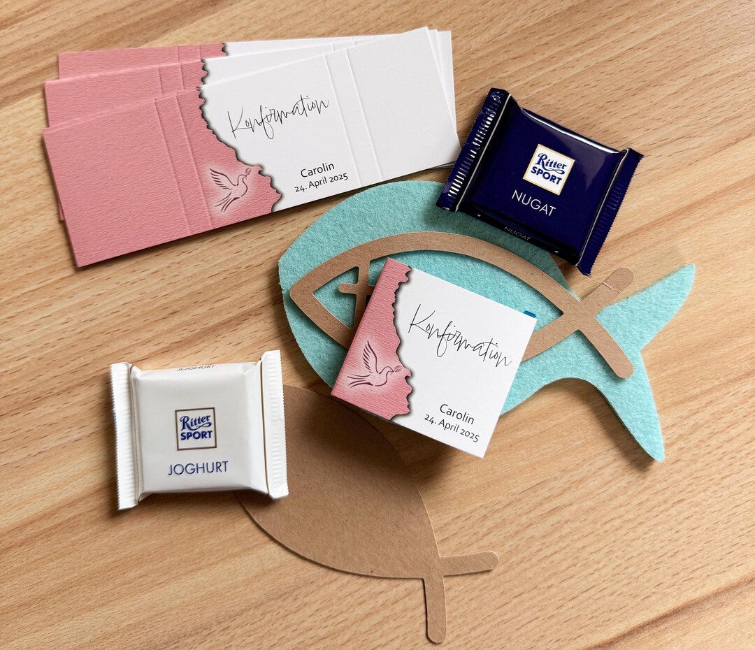 Personalized Banderole "confirmation Light Red Dove" Guest Gift for ...