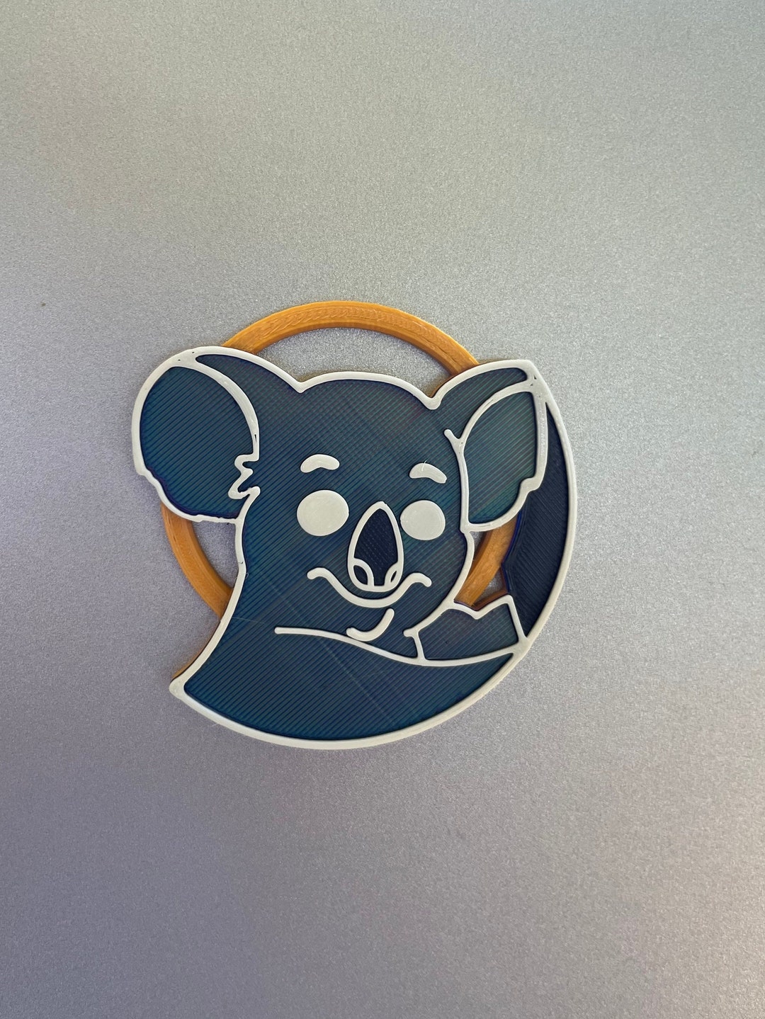 Cosmic Koala, 2 Inch Wide Shiny Multicolor 3D Printed Magnet, Lower ...