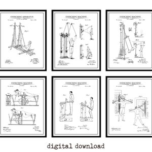 Vintage Workout Patent Prints - Set of 6 - Printable Patent Artwork ...