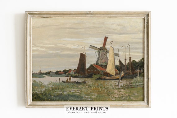 Antique Windmill Print Dutch Country Art Farmhouse Wall - Etsy