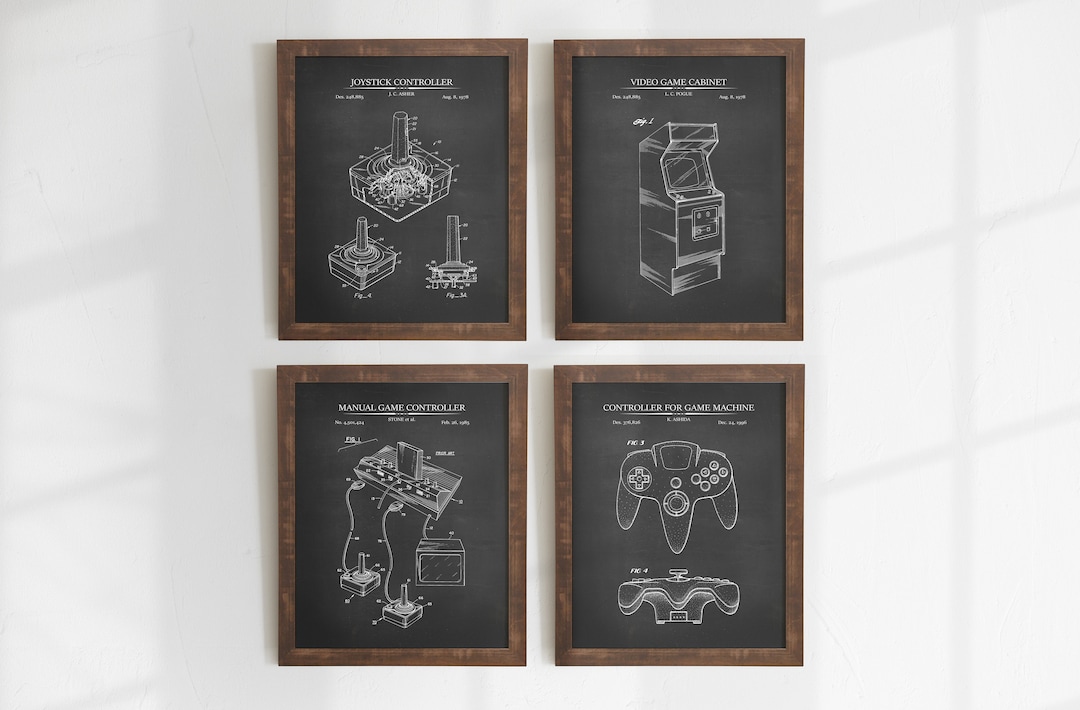 Retro Gaming Patent Prints - Set of 4 - Printable Patent Artwork, Retro ...
